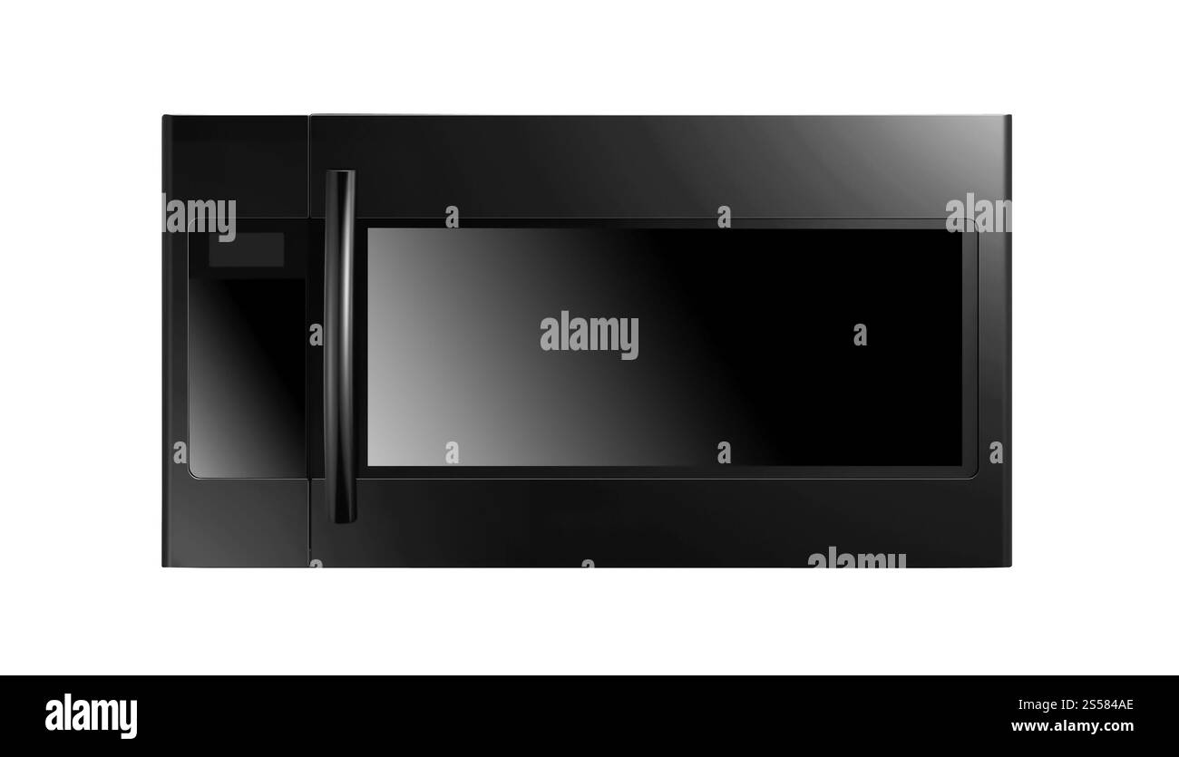 black microwave oven isolated on white background Stock Photo - Alamy