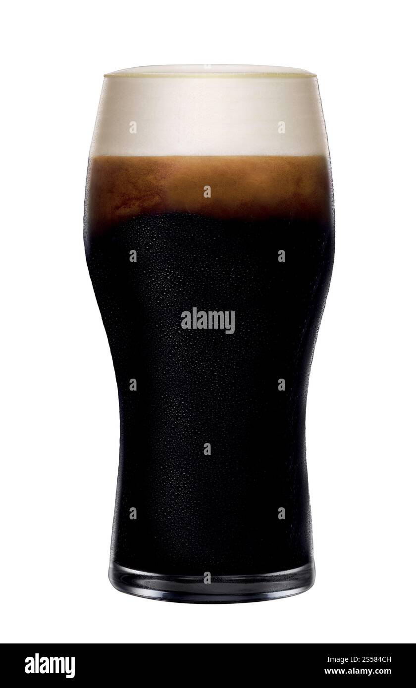 pint of dark beer isolated on white background Stock Photo - Alamy