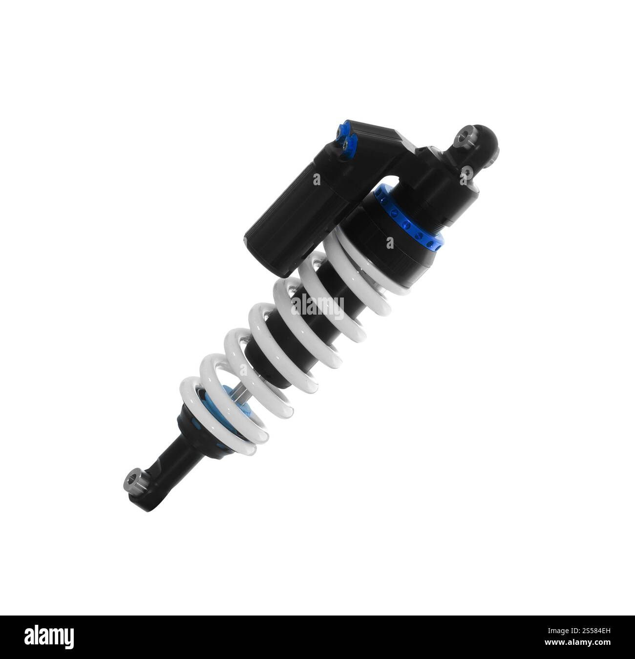 new shock absorber and spring isolated on white Stock Photo - Alamy