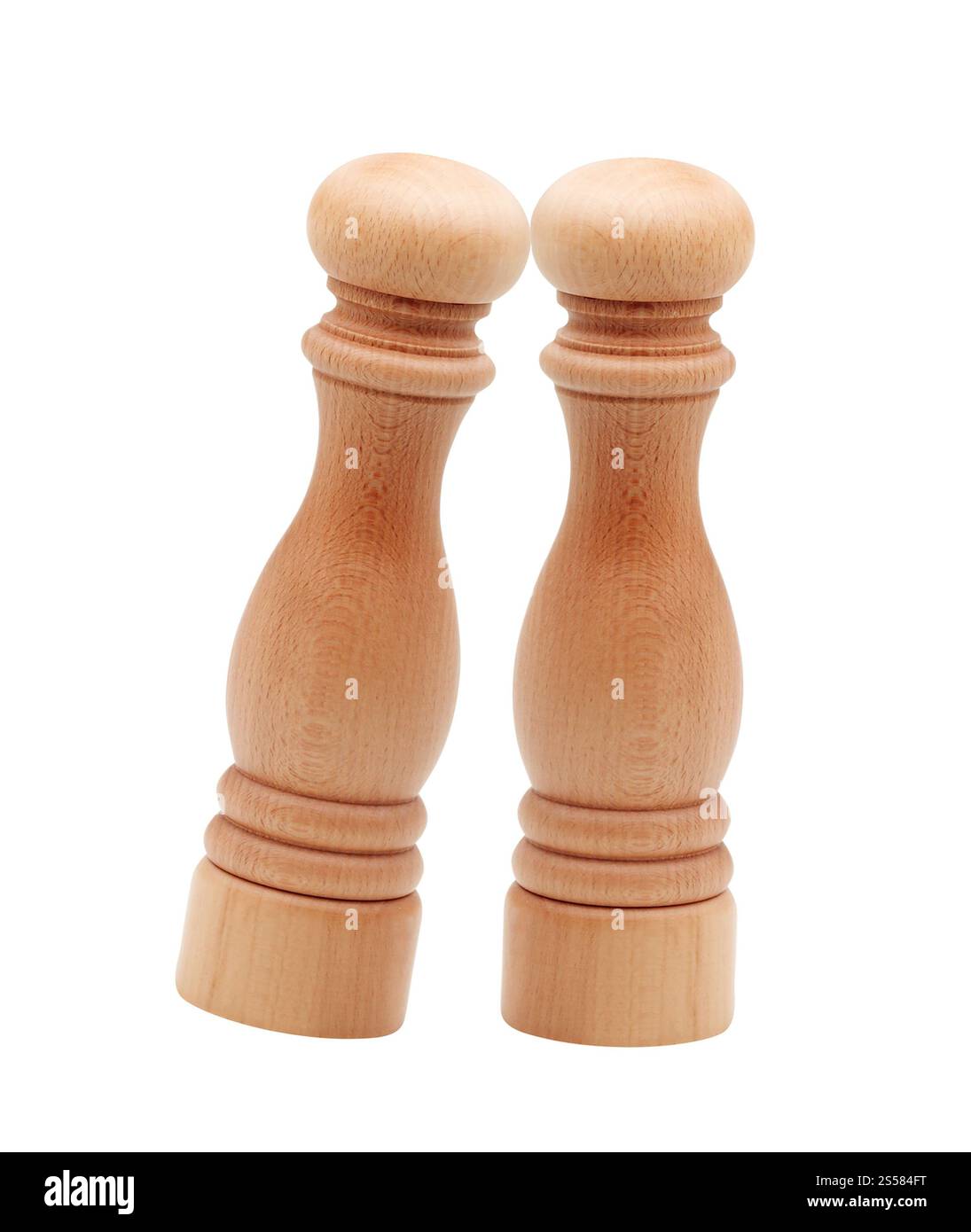 Wood pepper mill isolated on white background Stock Photo - Alamy