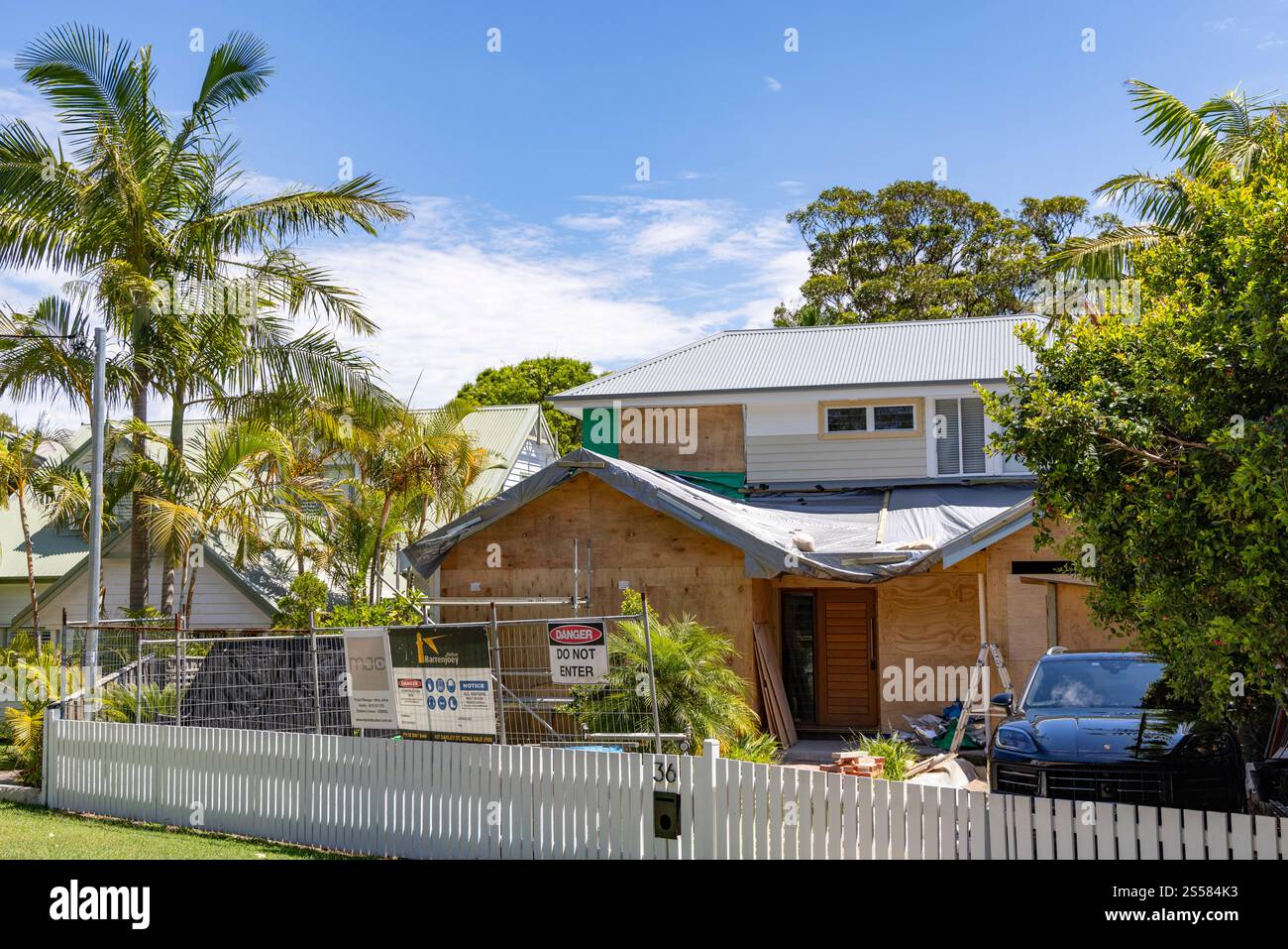 Construction site with builders signage for the development and ...