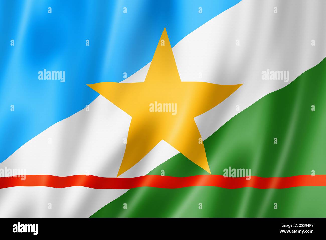 Roraima state flag, Brazil waving banner collection. 3D illustration Stock Photo - Alamy