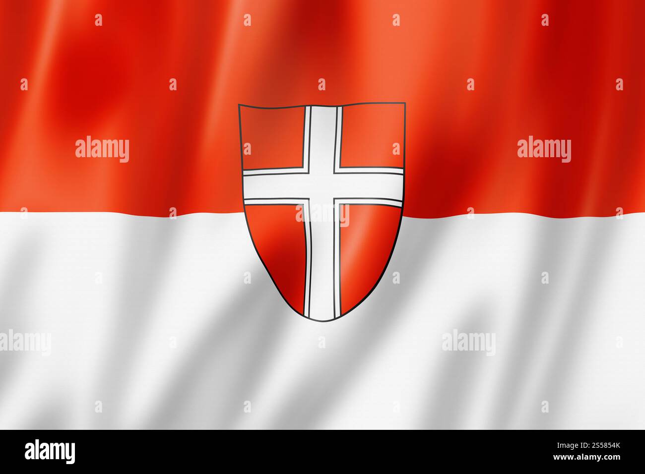 Vienna Land flag, Austria waving banner collection. 3D illustration ...