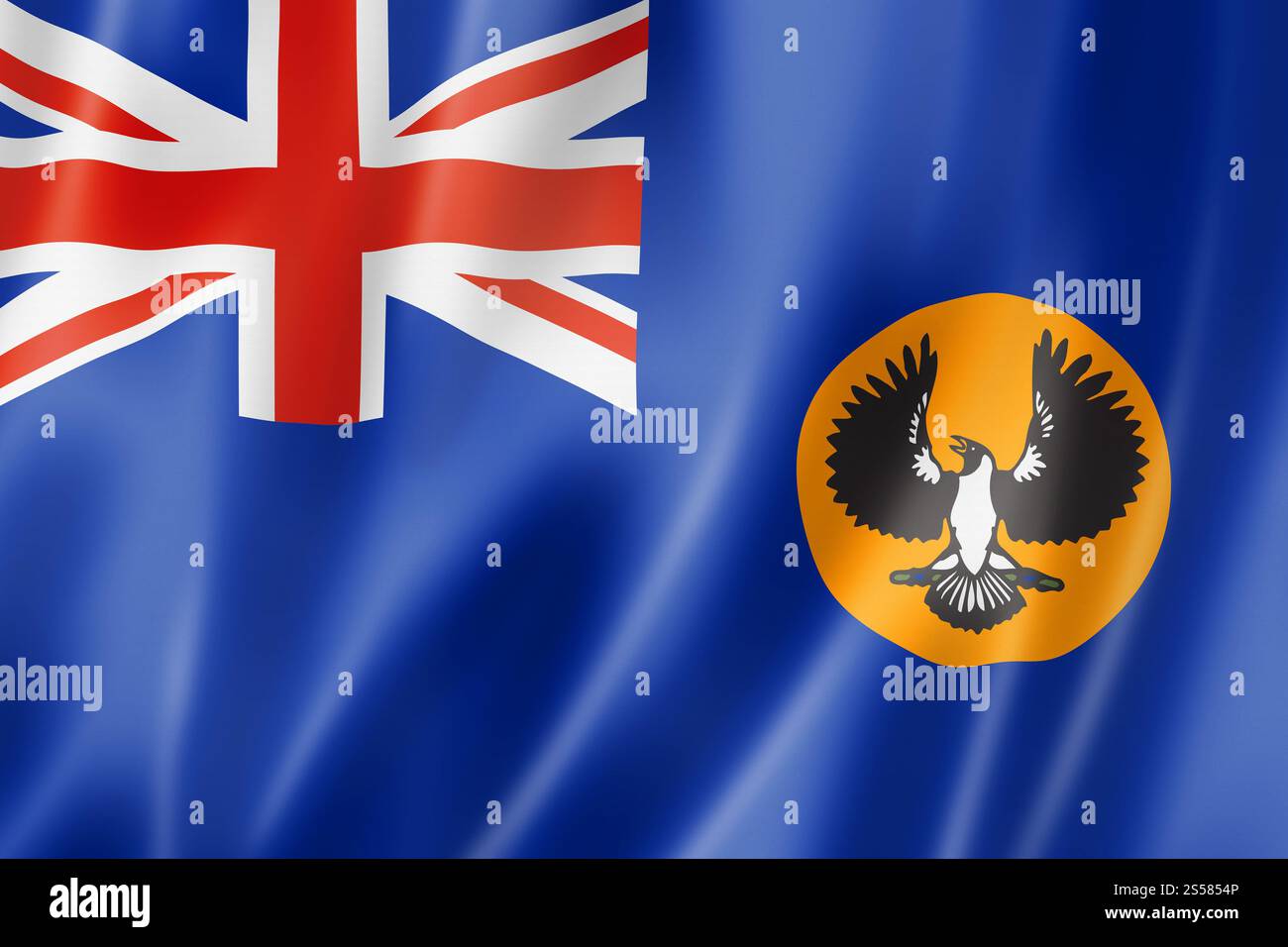 South Australian state flag, Australia waving banner collection. 3D ...