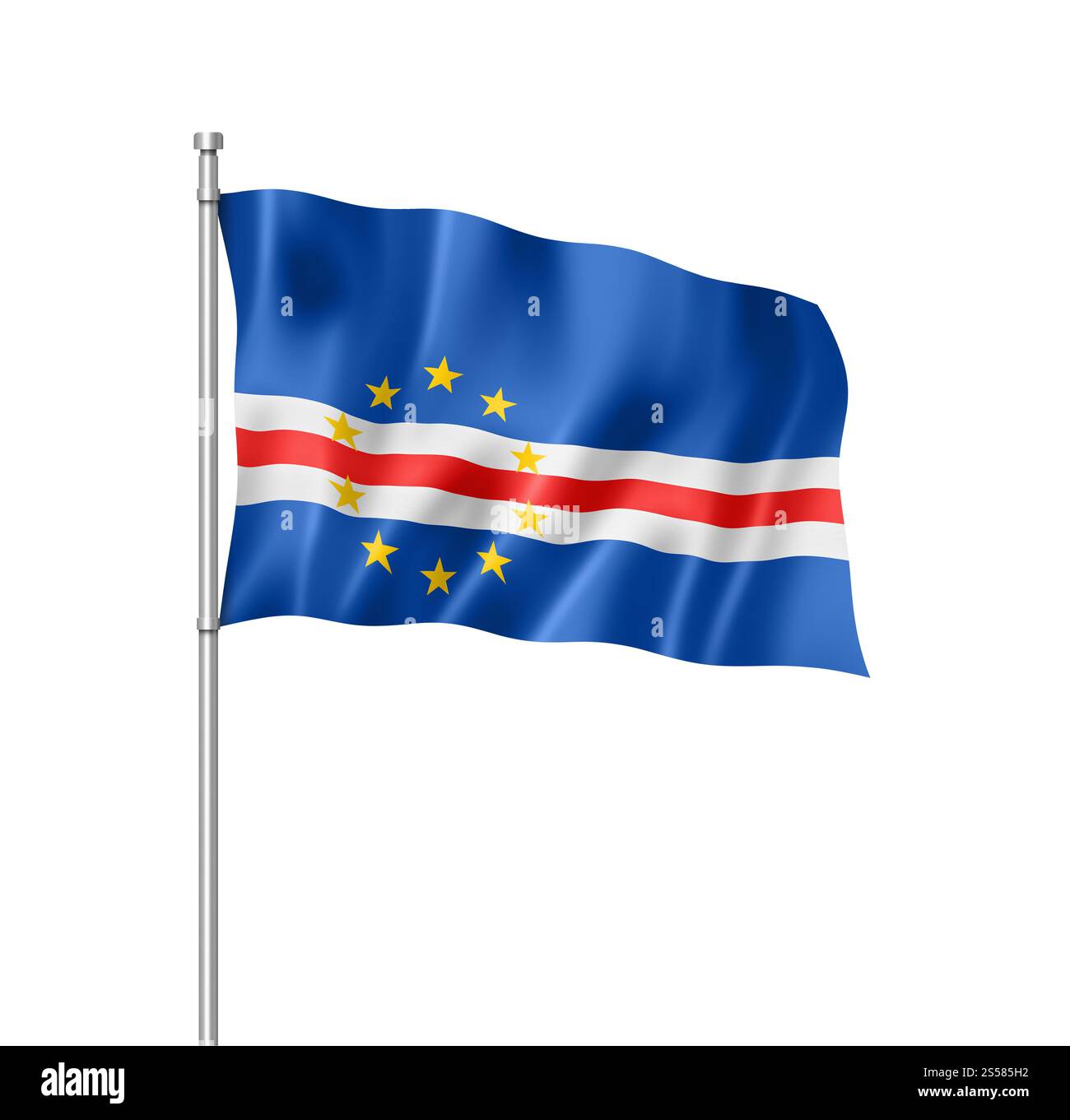 Cape Verde flag, three dimensional render, isolated on white. Cape Verde flag isolated on white ...