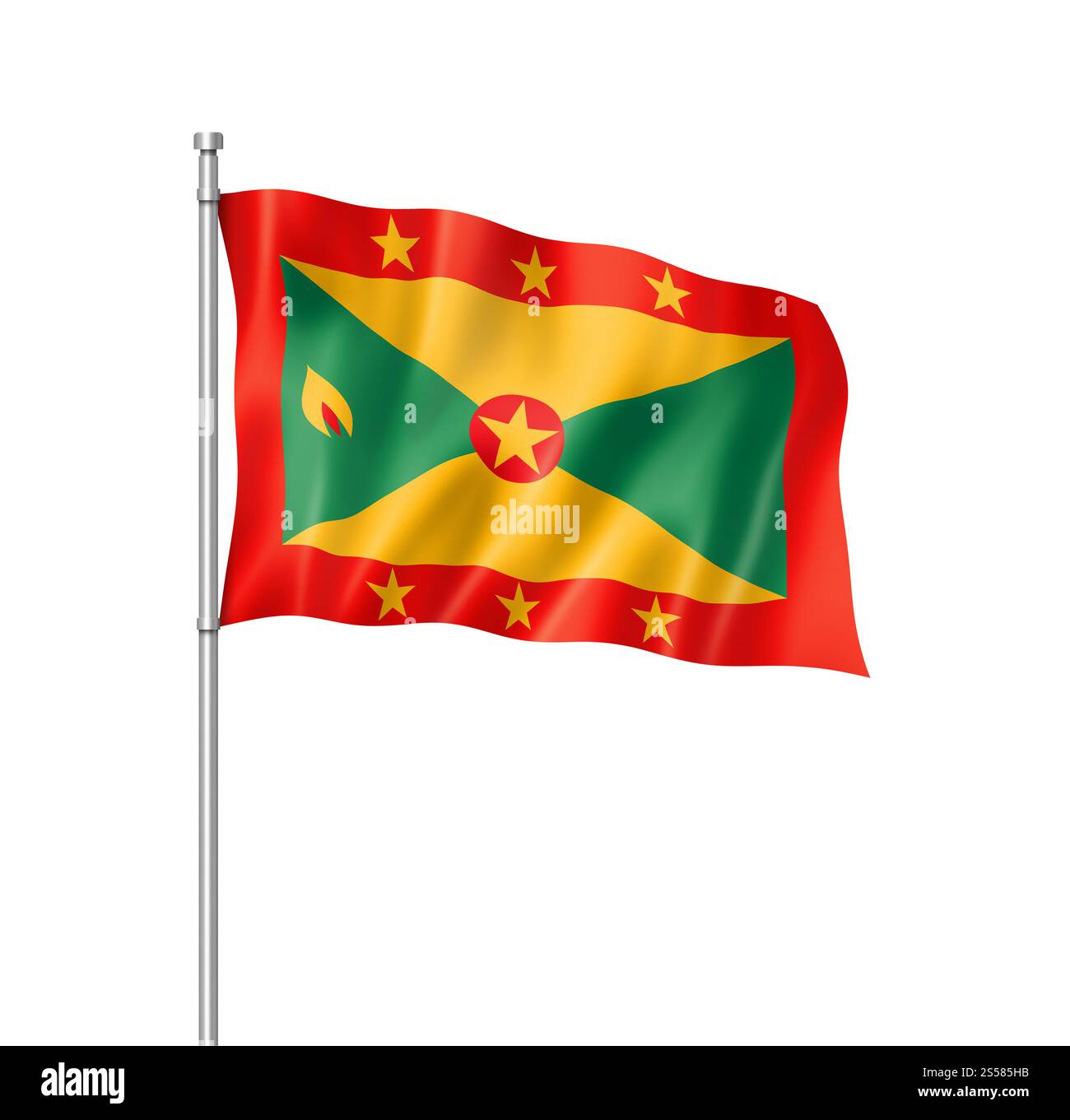 Grenada flag, three dimensional render, isolated on white. Grenada flag ...