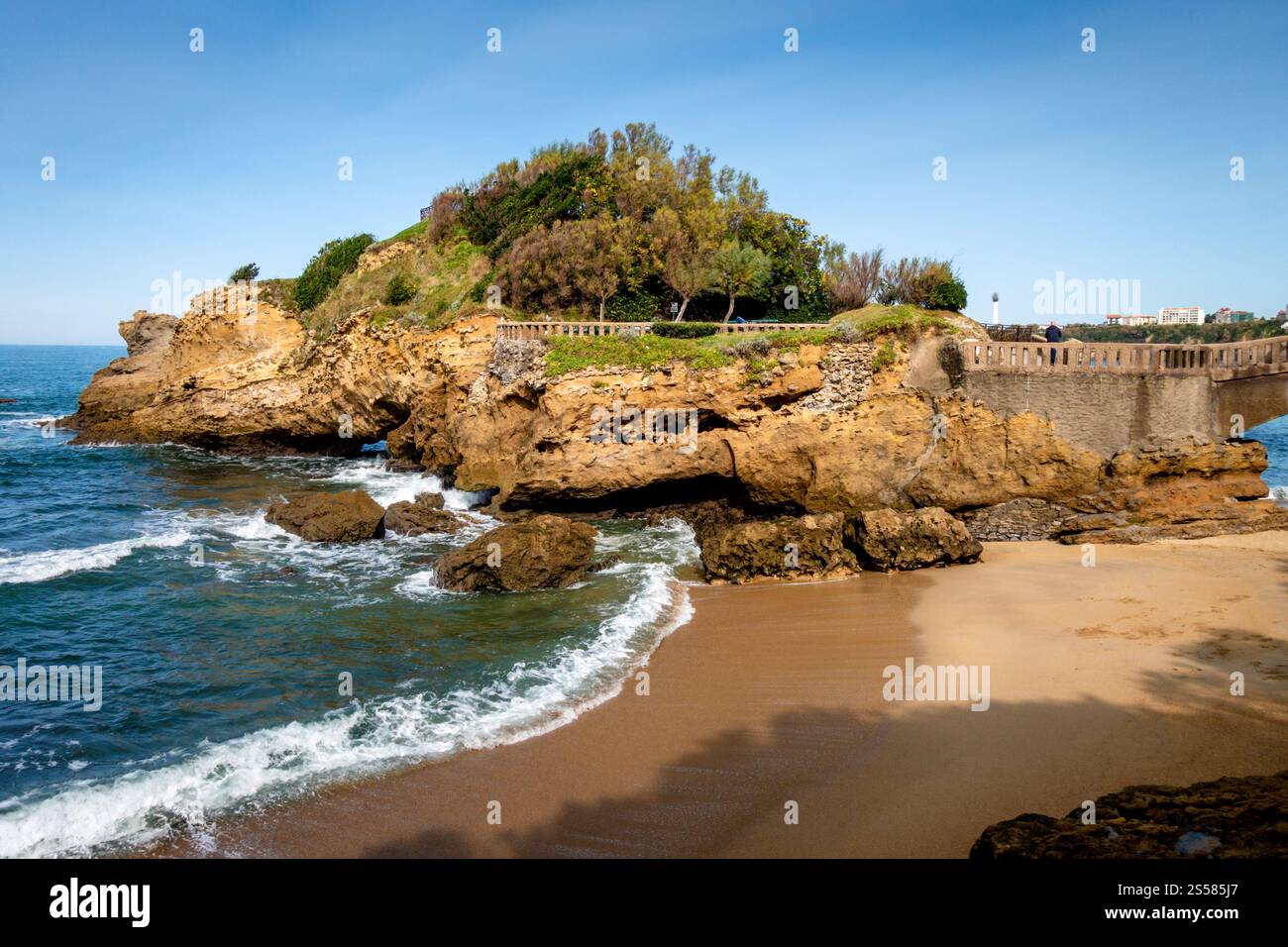 Rock of Basta and seaside. City of Biarritz, France. Rock of Basta and ...
