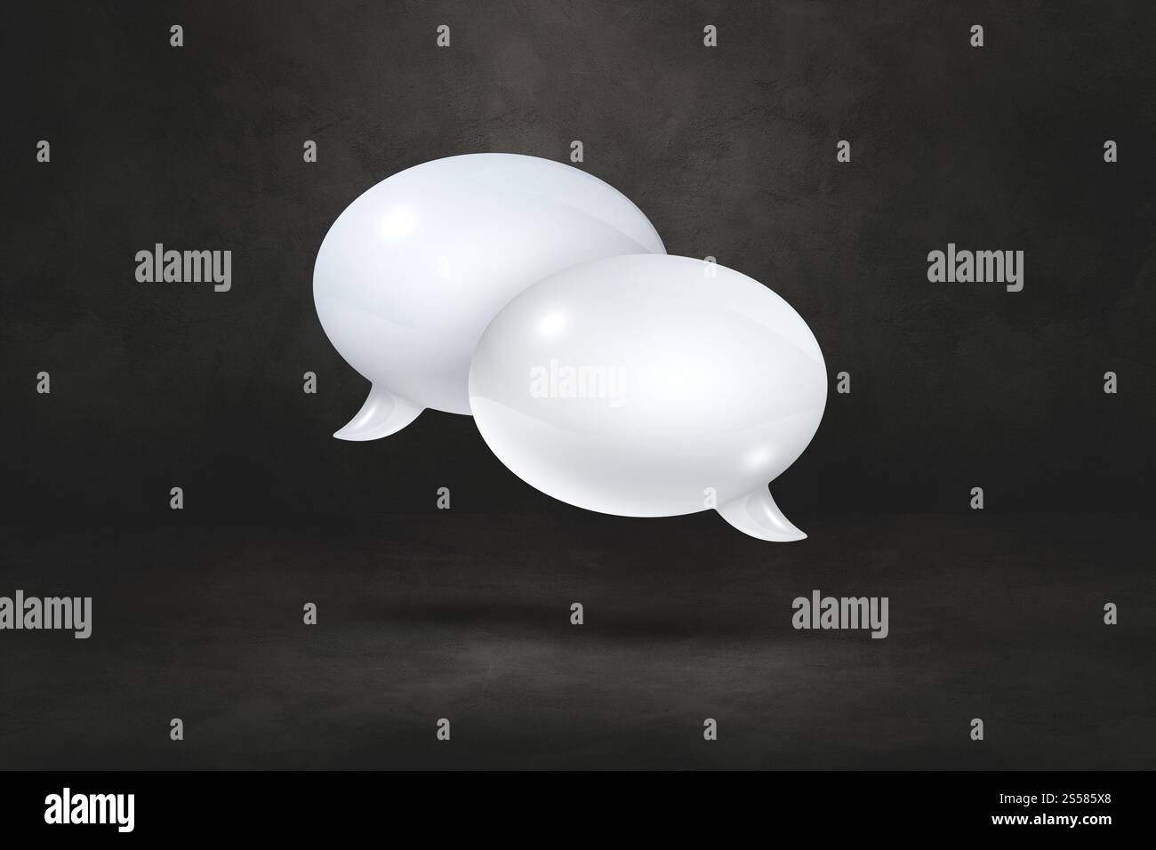 3D white speech bubbles isolated on black background. White speech ...