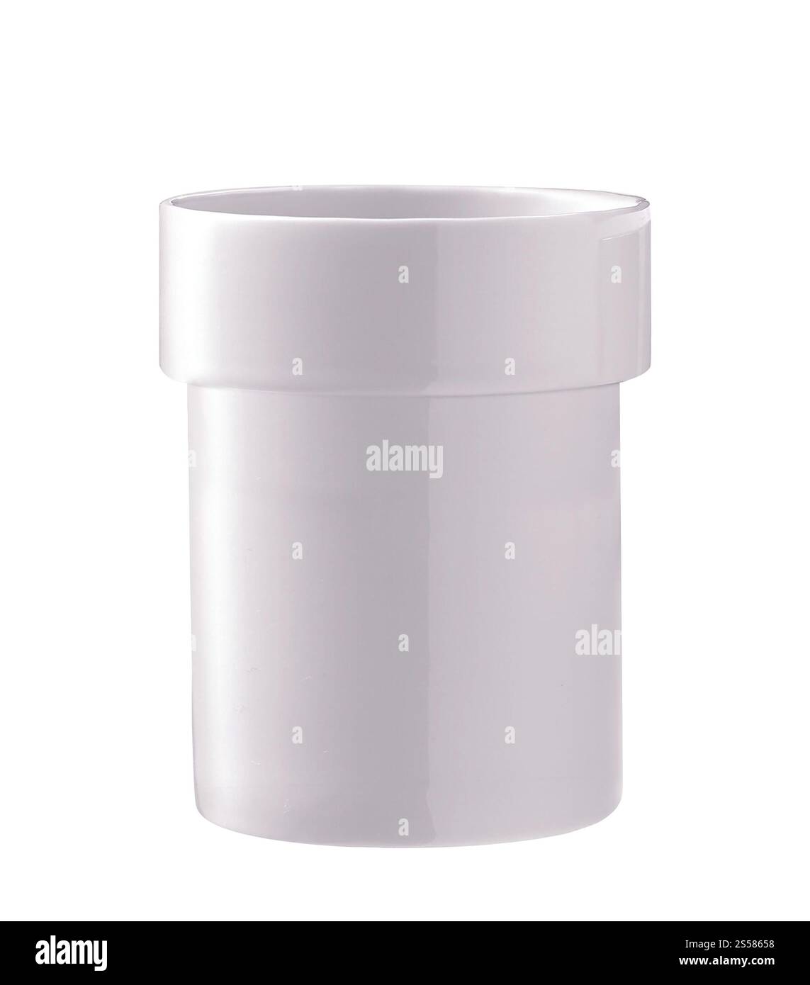 White plastic pot isolated on white Stock Photo - Alamy