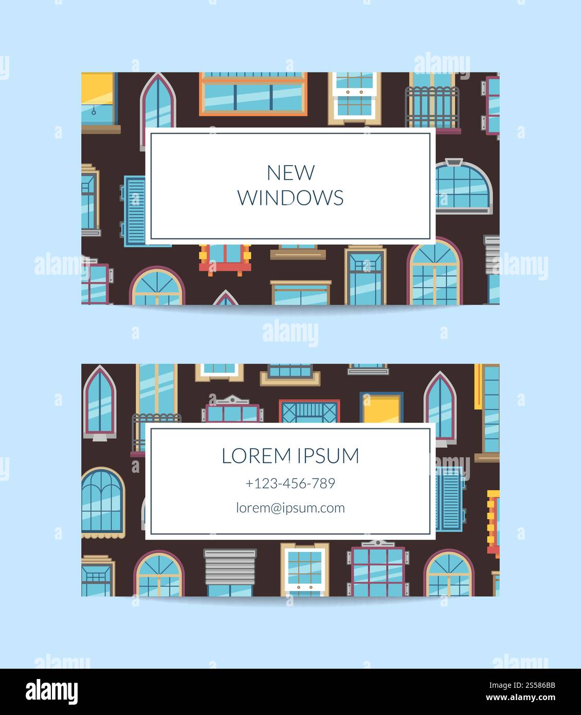 Vector window flat icons business card template for windows company ...