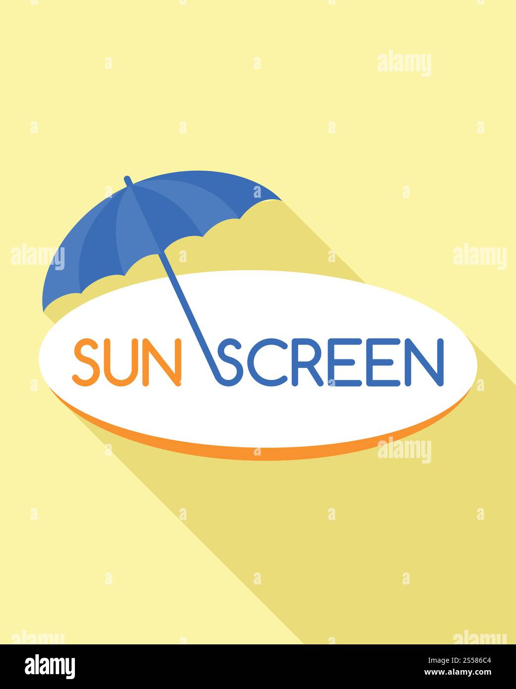 Sunscreen umbrella logo. Flat illustration of sunscreen umbrella vector ...