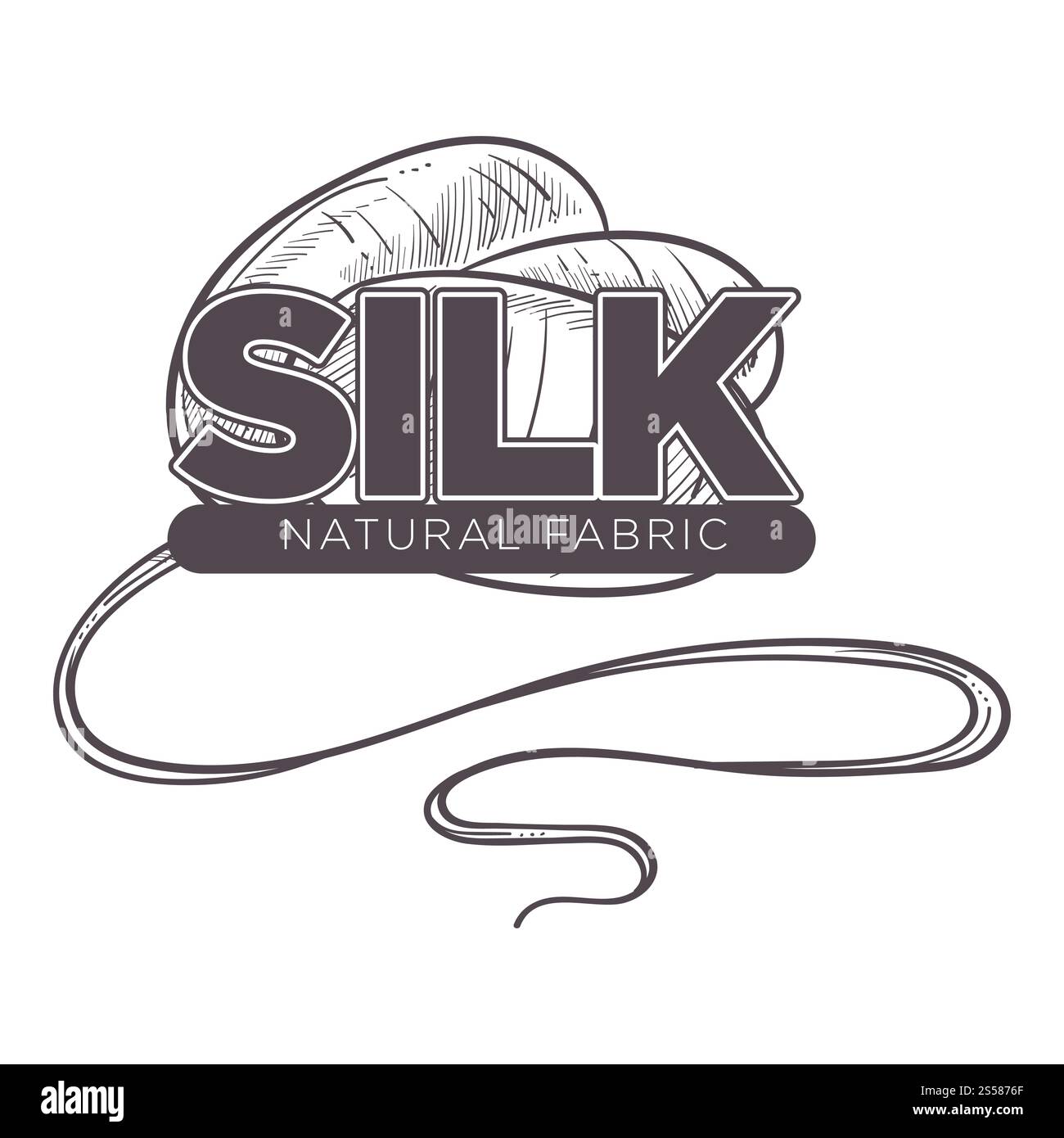 Silk natural 100 percent fabric thread poster with text vector ...