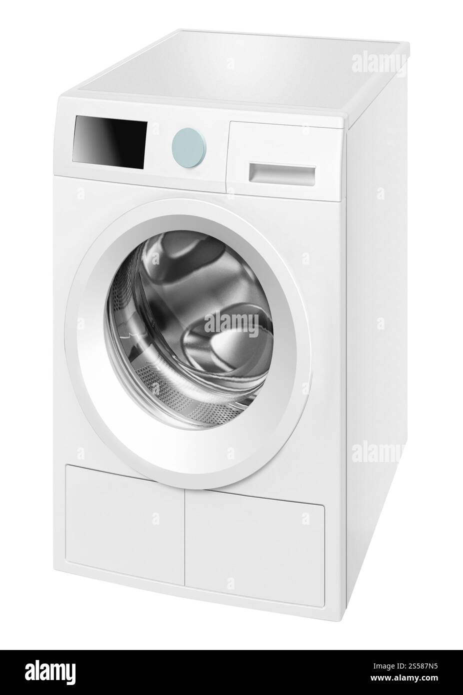 Closed washing machine on white background Stock Photo - Alamy