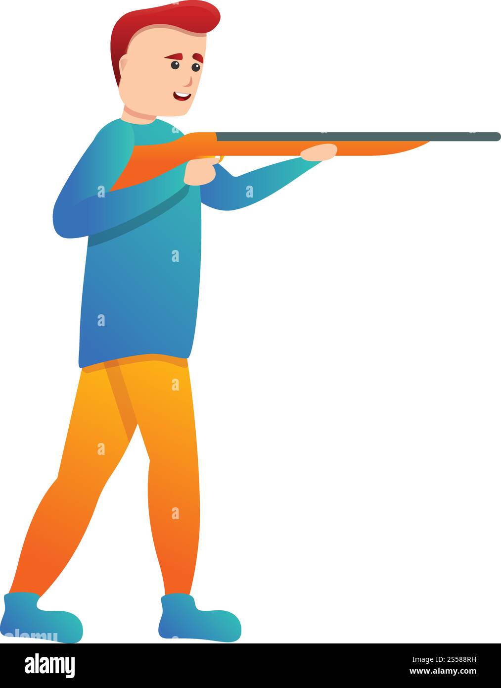 Happy shotgun shooter icon. Cartoon of happy shotgun shooter vector ...