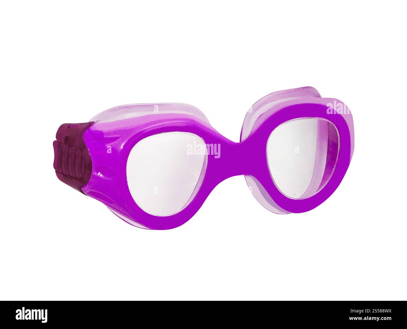 purple rubber frame goggle on white background Stock Photo - Alamy
