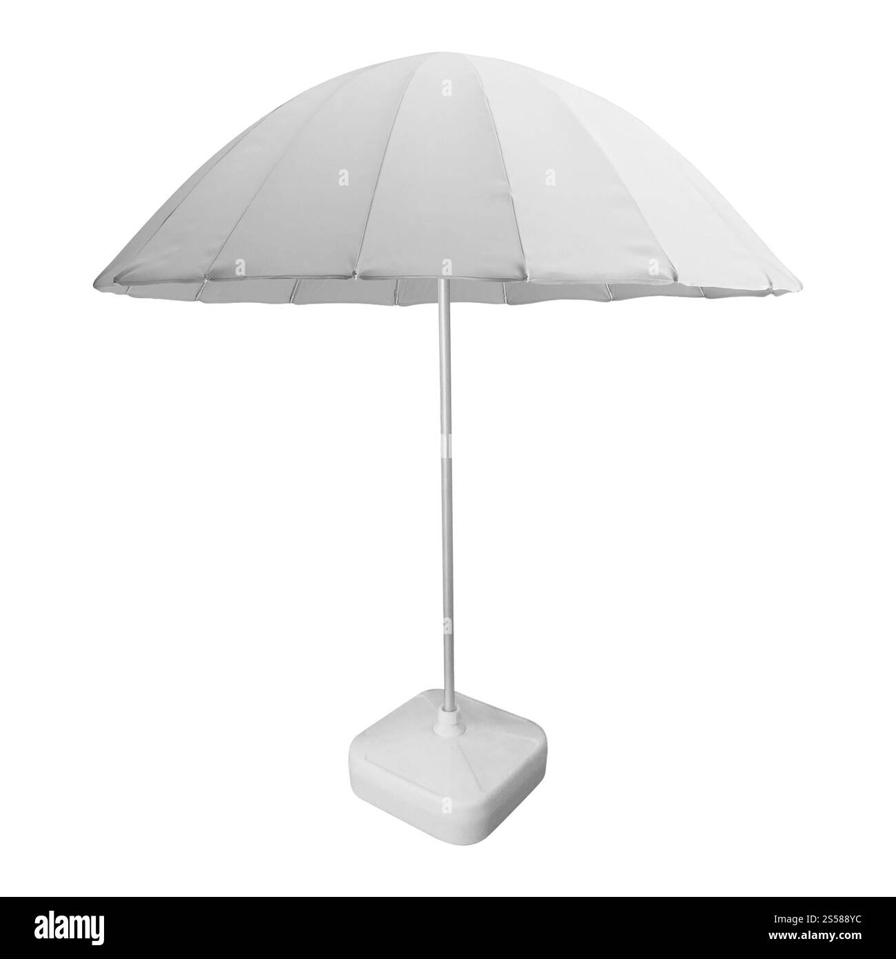 Beach umbrella on white Cut Out Stock Images & Pictures - Alamy