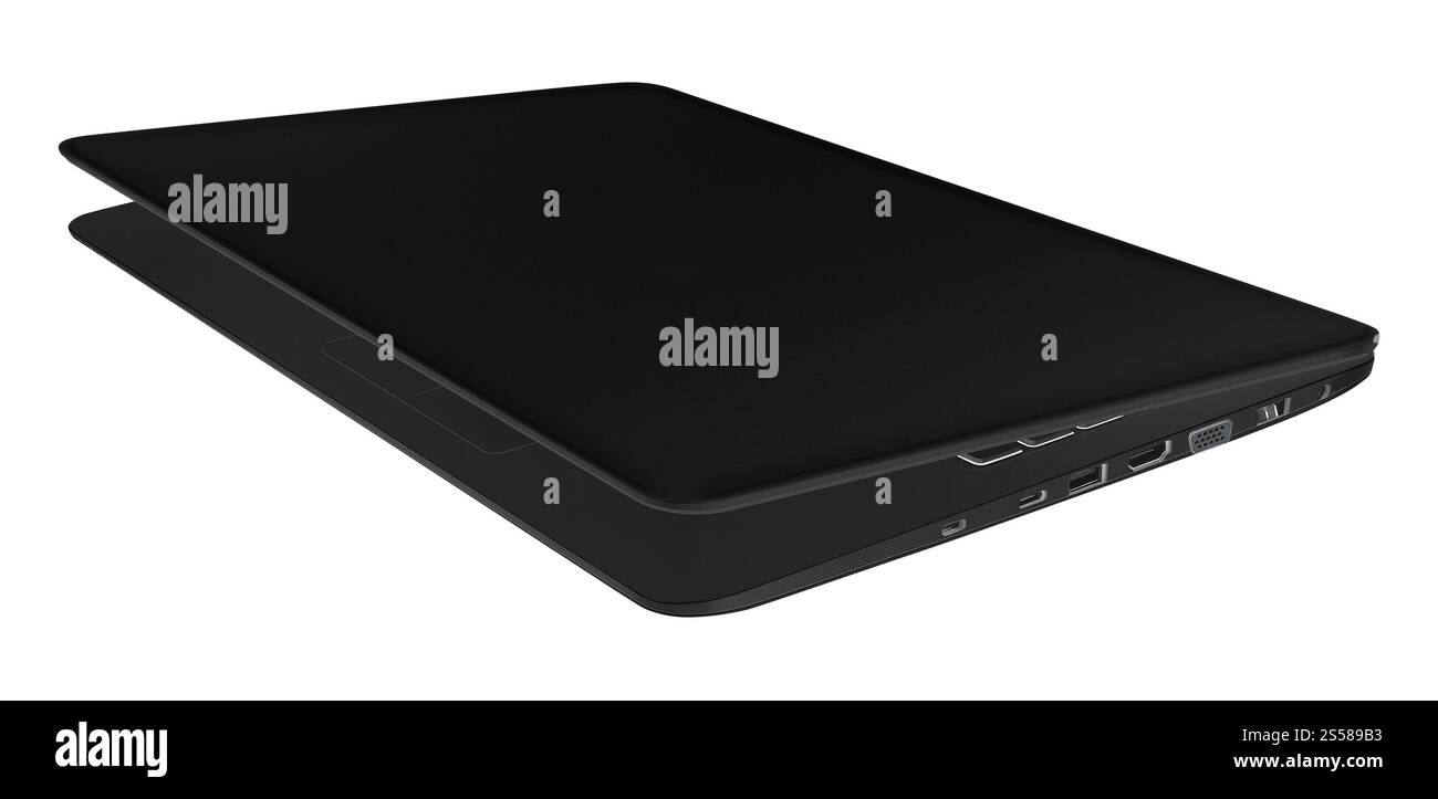 Closed laptop on white background Stock Photo - Alamy