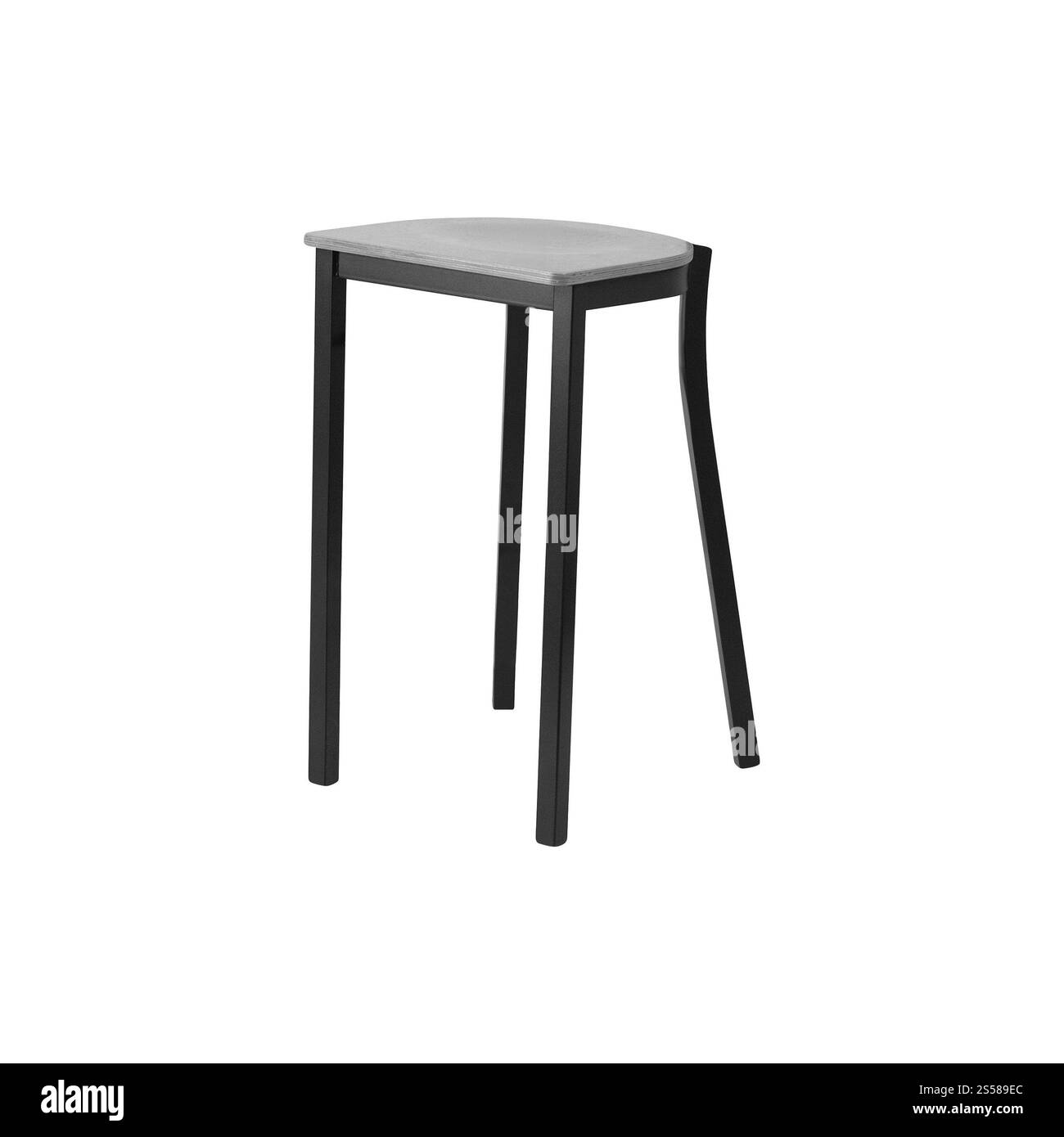 Wooden stool on white Black and White Stock Photos & Images - Alamy