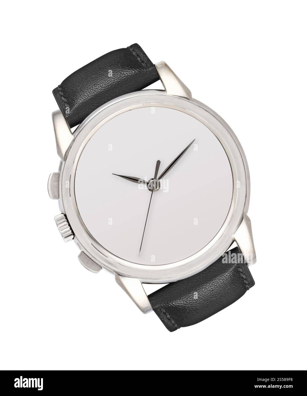 Silver wrist watch isolated on white background Stock Photo - Alamy