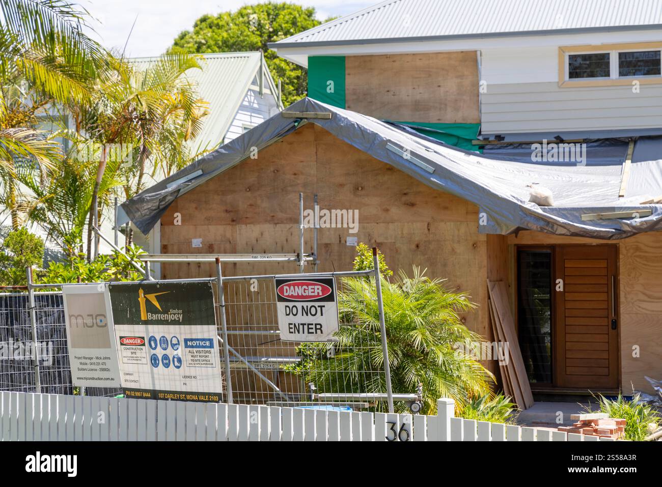 Sydney,Australia. Construction site with builders signage for the ...