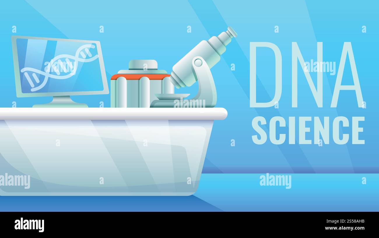 Dna science concept banner. Cartoon illustration of dna science vector ...