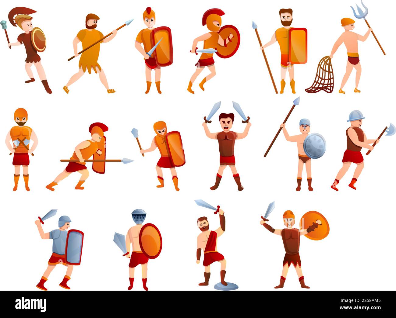 Gladiator icons set. Cartoon set of gladiator vector icons for web ...