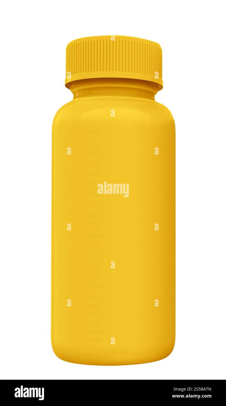 Yellow bottle of mustard isolated on white Stock Photo - Alamy
