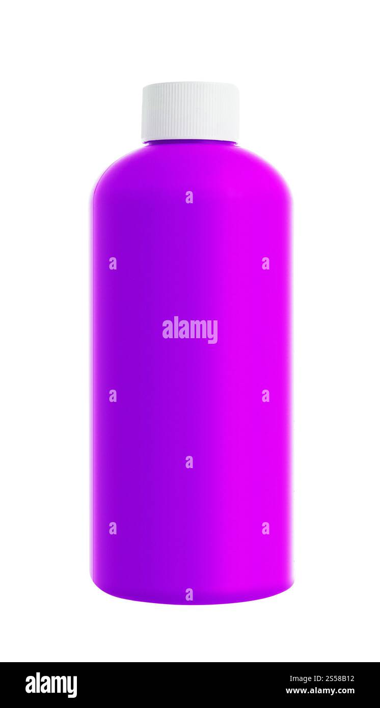 Violet plastic bottle isolated on white background Stock Photo - Alamy