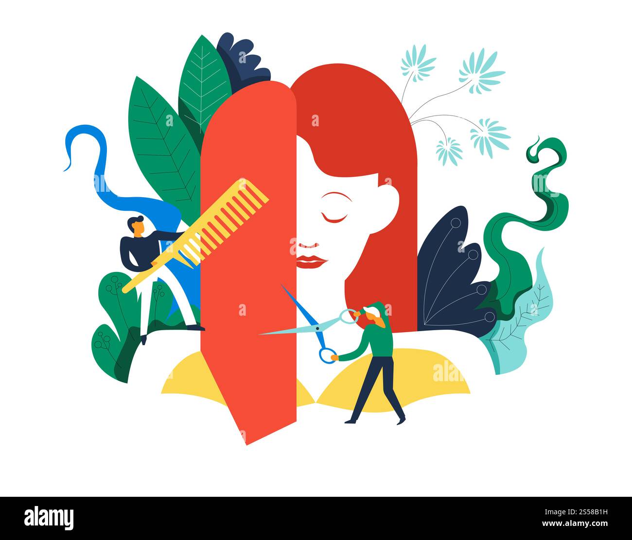 Hair cutting process Stock Vector Images - Alamy