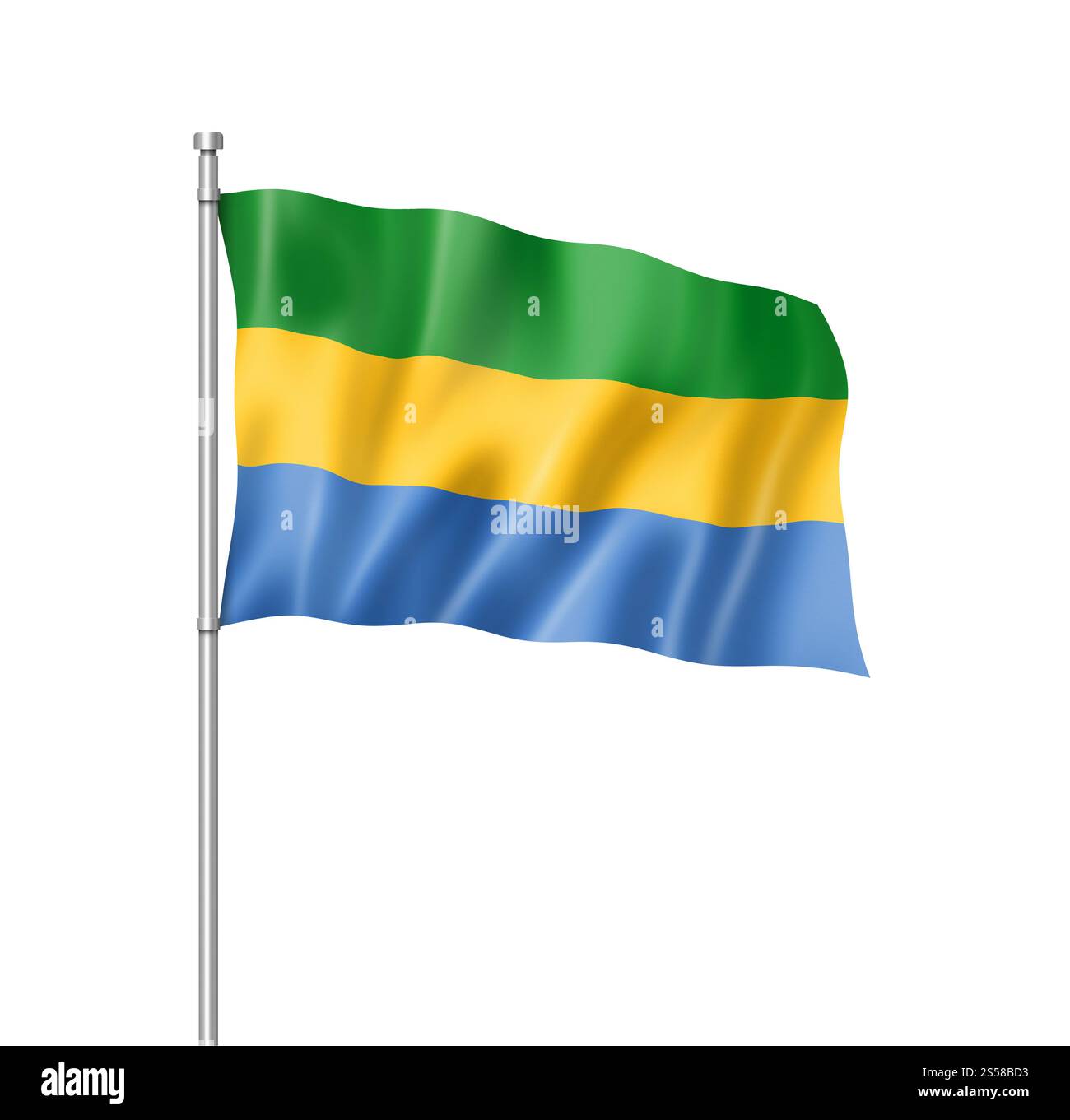 Gabon flag, three dimensional render, isolated on white. Gabonese flag ...