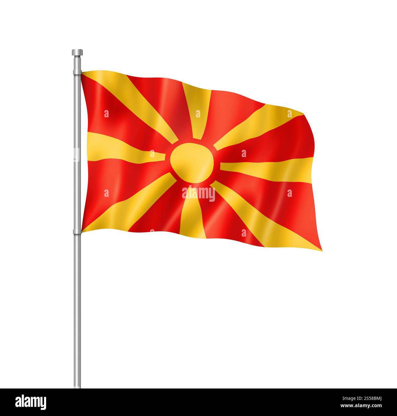 Macedonia flag, three dimensional render, isolated on white. Macedonian ...