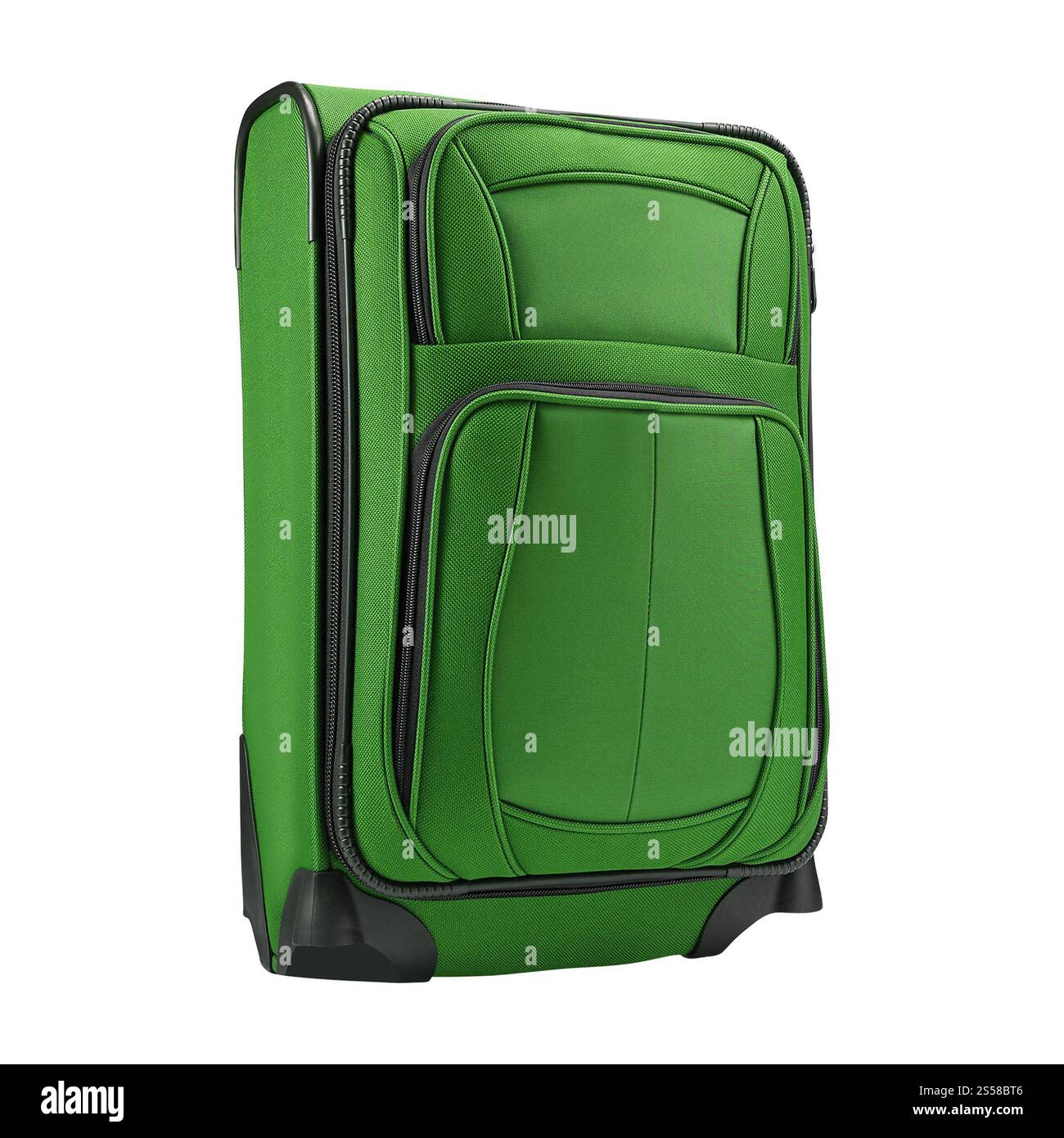 Green suitcase isolated on white background Stock Photo - Alamy