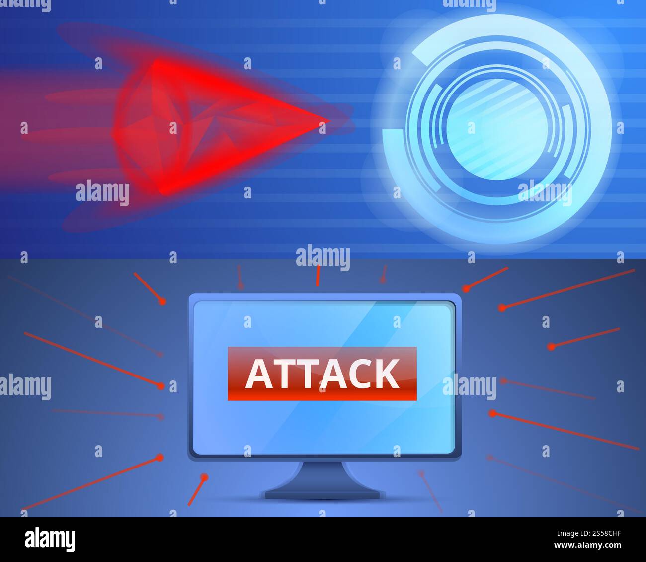 Cyber attack banner set. Cartoon illustration of cyber attack vector ...