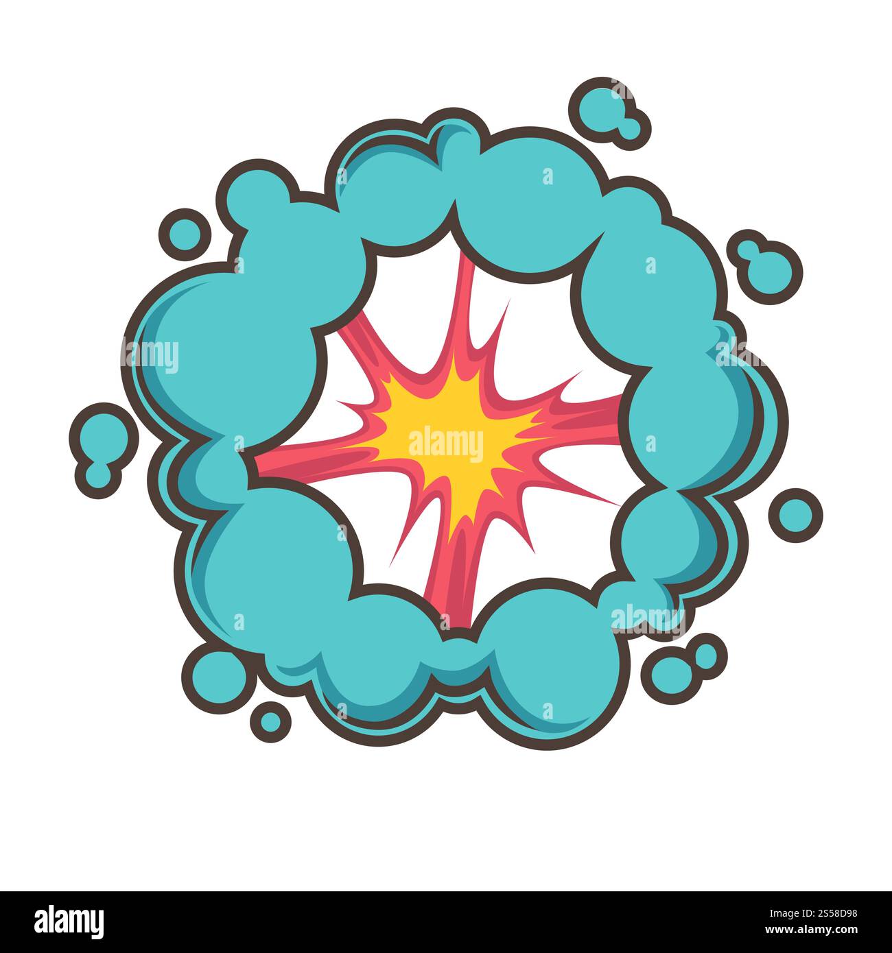 Small comic bang with bright sparkle and dust cloud. Miniature ...