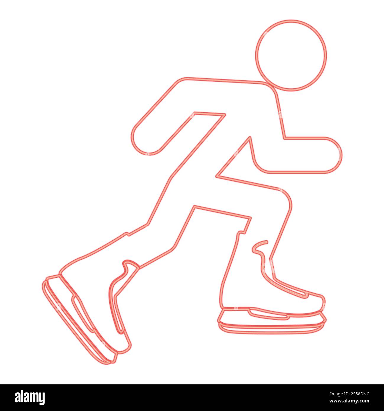 Neon athlete skater in skating red color vector illustration image flat ...