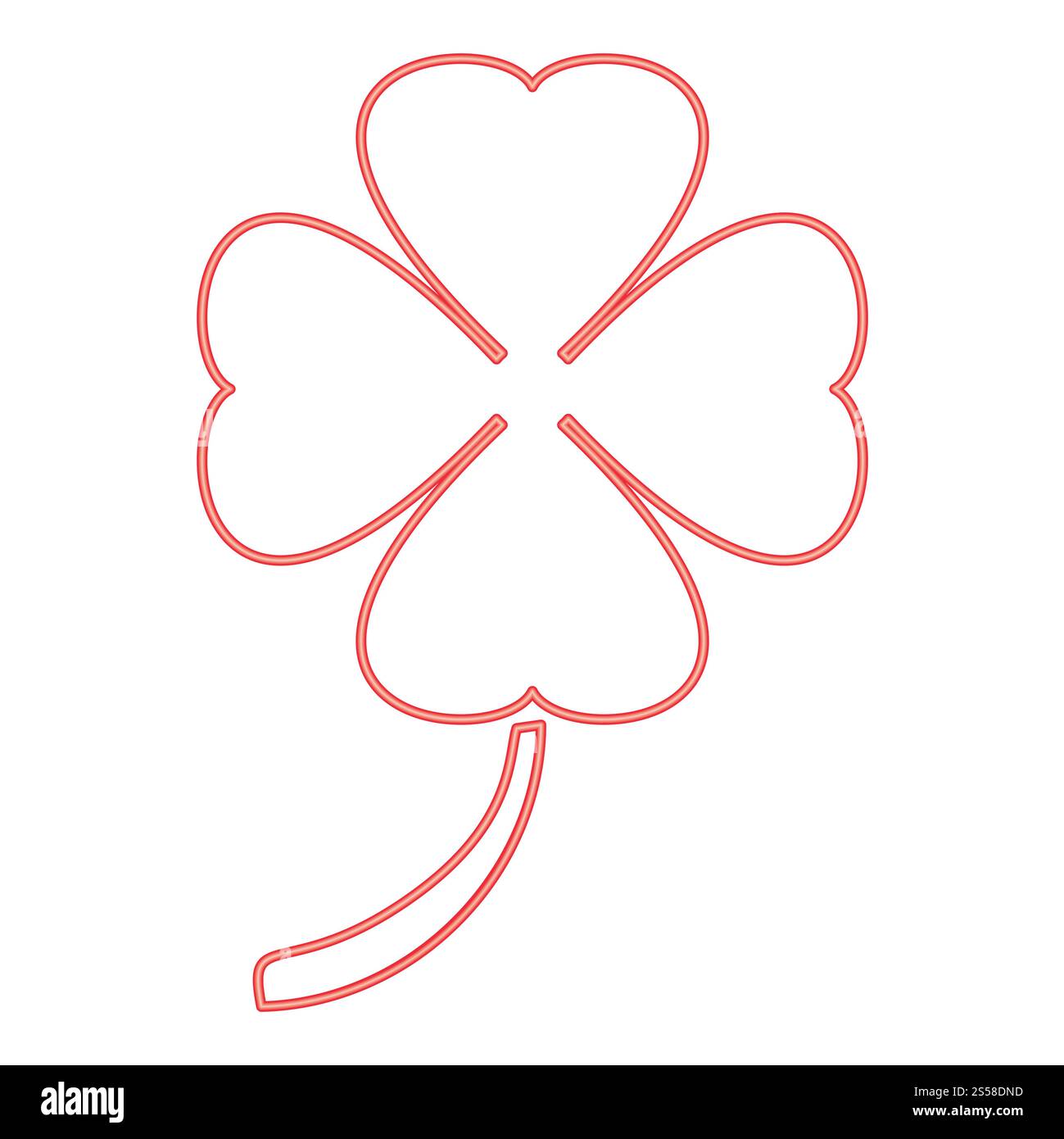 Neon clover red color vector illustration image flat style light. Neon ...