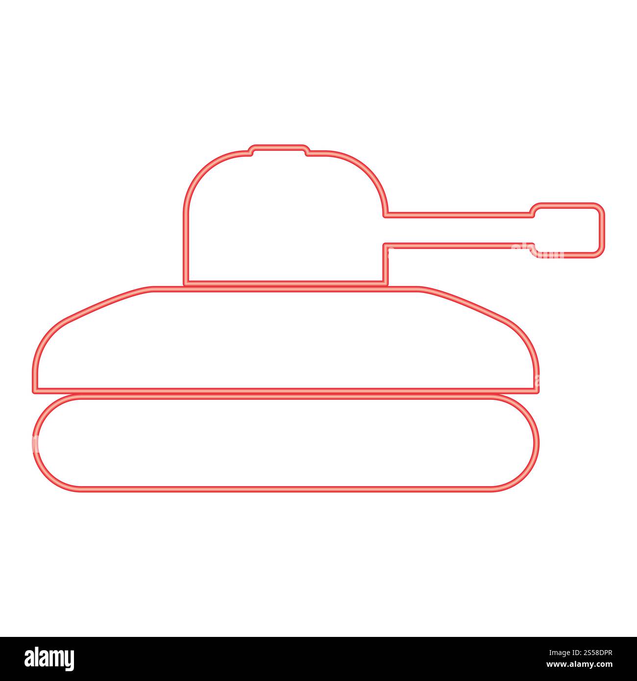 Neon tank red color vector illustration image flat style light. Neon ...