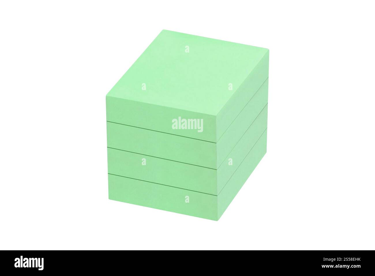 green sticky notes isolated on white background Stock Photo - Alamy