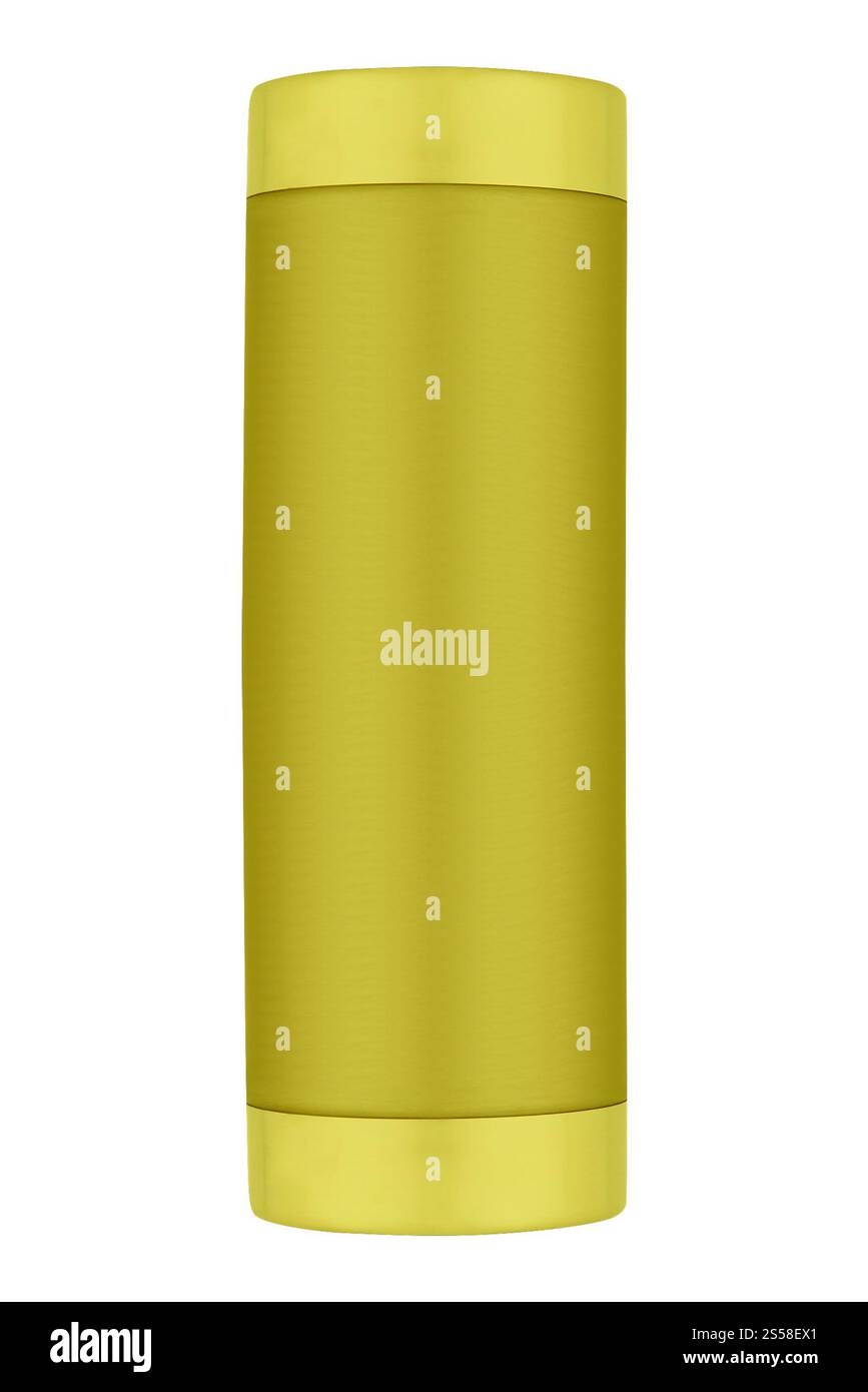 yellow thermos isolated on white background Stock Photo - Alamy