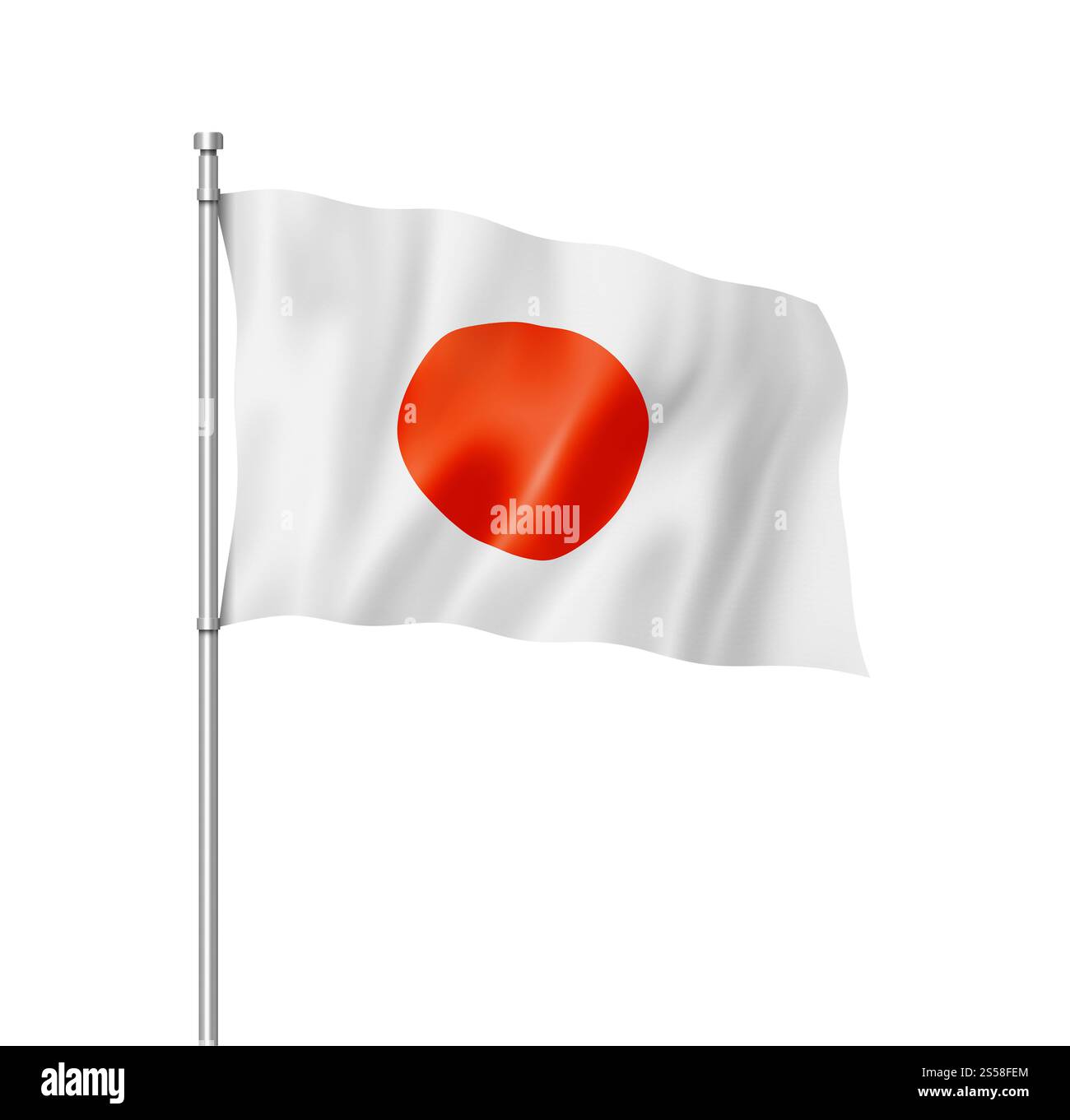 Japan flag, three dimensional render, isolated on white. Japanese flag ...