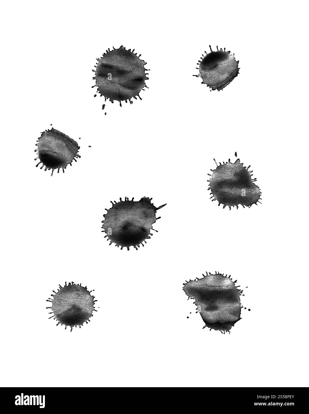 Black ink stains isolated on white background. Can be used as a layer ...