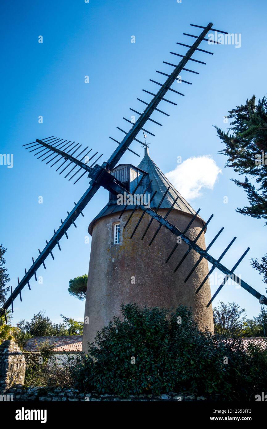 Old traditional windmill in Re island, France. Old traditional windmill ...