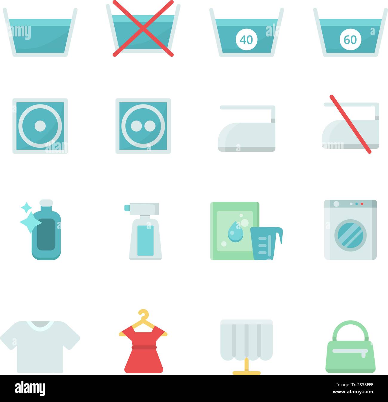 Dry cleaning symbols. Various washing vector icon set. Laundry symbol ...