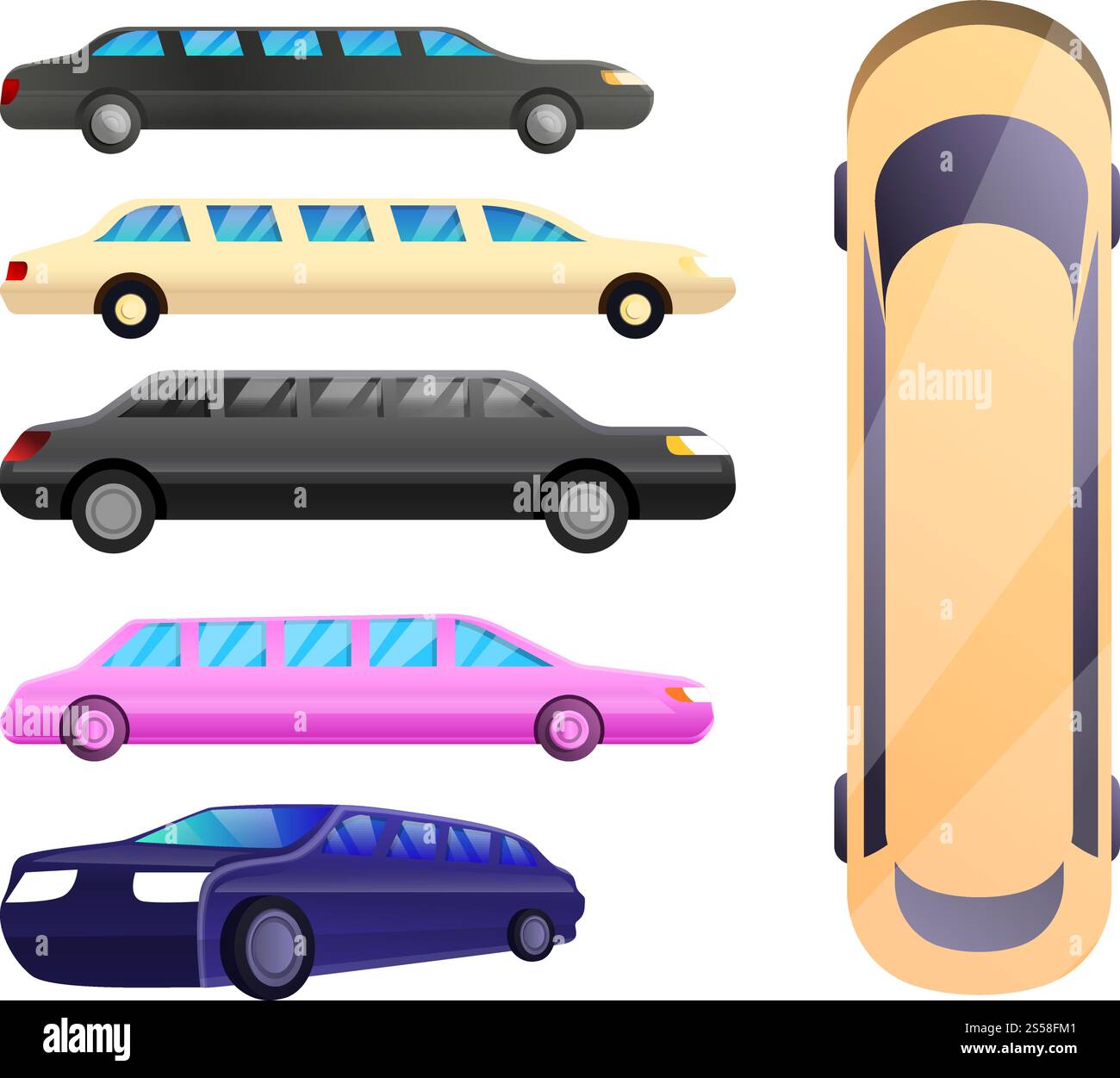 Limousine icons set. Cartoon set of limousine vector icons for web ...