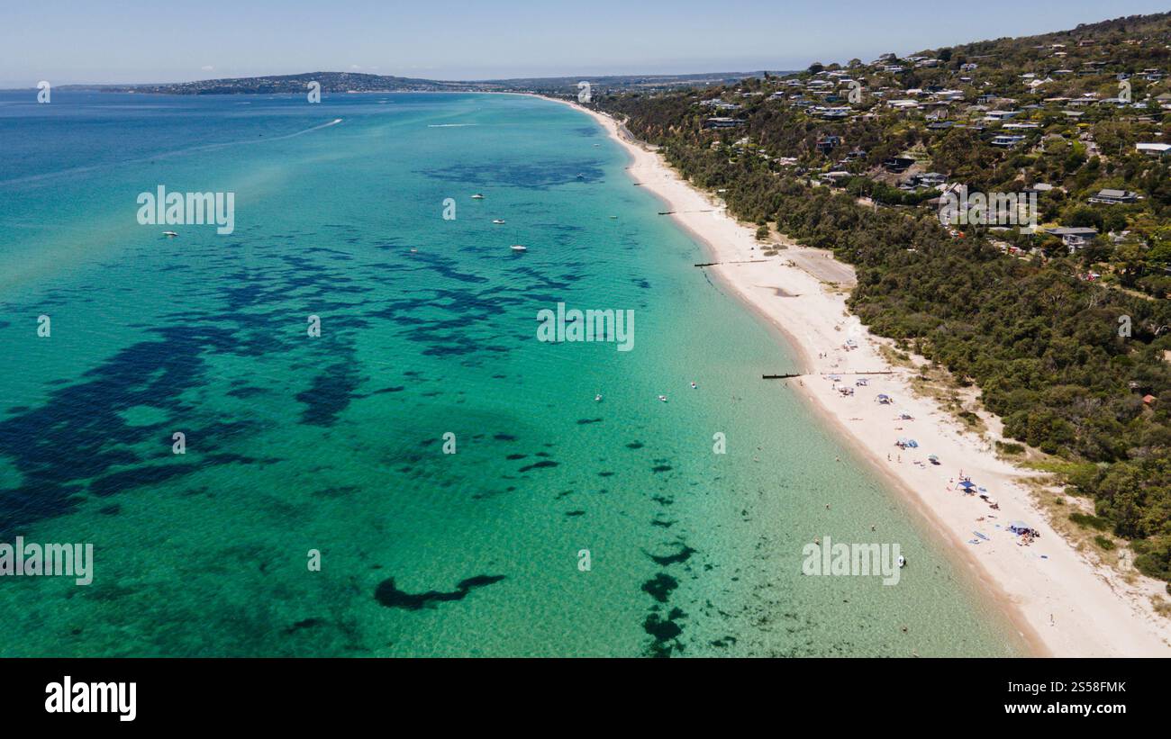 Melbourne, Australia. 14th Jan, 2025. A general view of McCrae beach ...