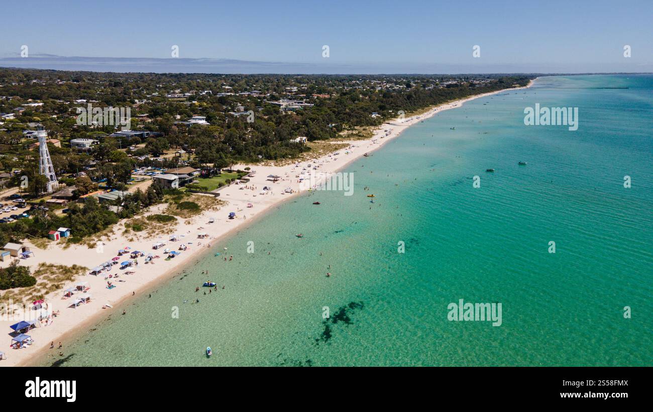 Melbourne, Australia. 14th Jan, 2025. A general view of McCrae beach ...