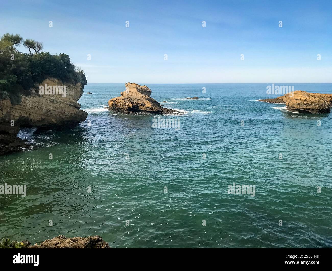 Seaside and beach of the city of Biarritz, France. Seaside in biarritz ...