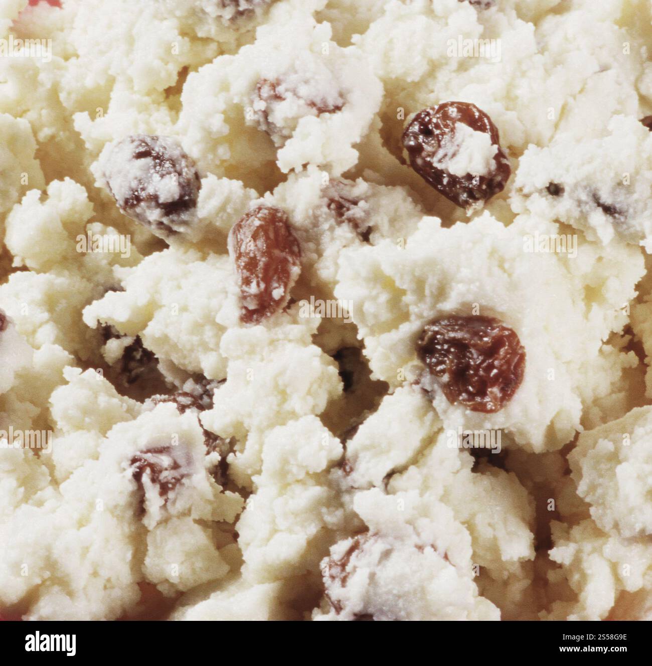 natural cottage cheese with raisins background Stock Photo - Alamy