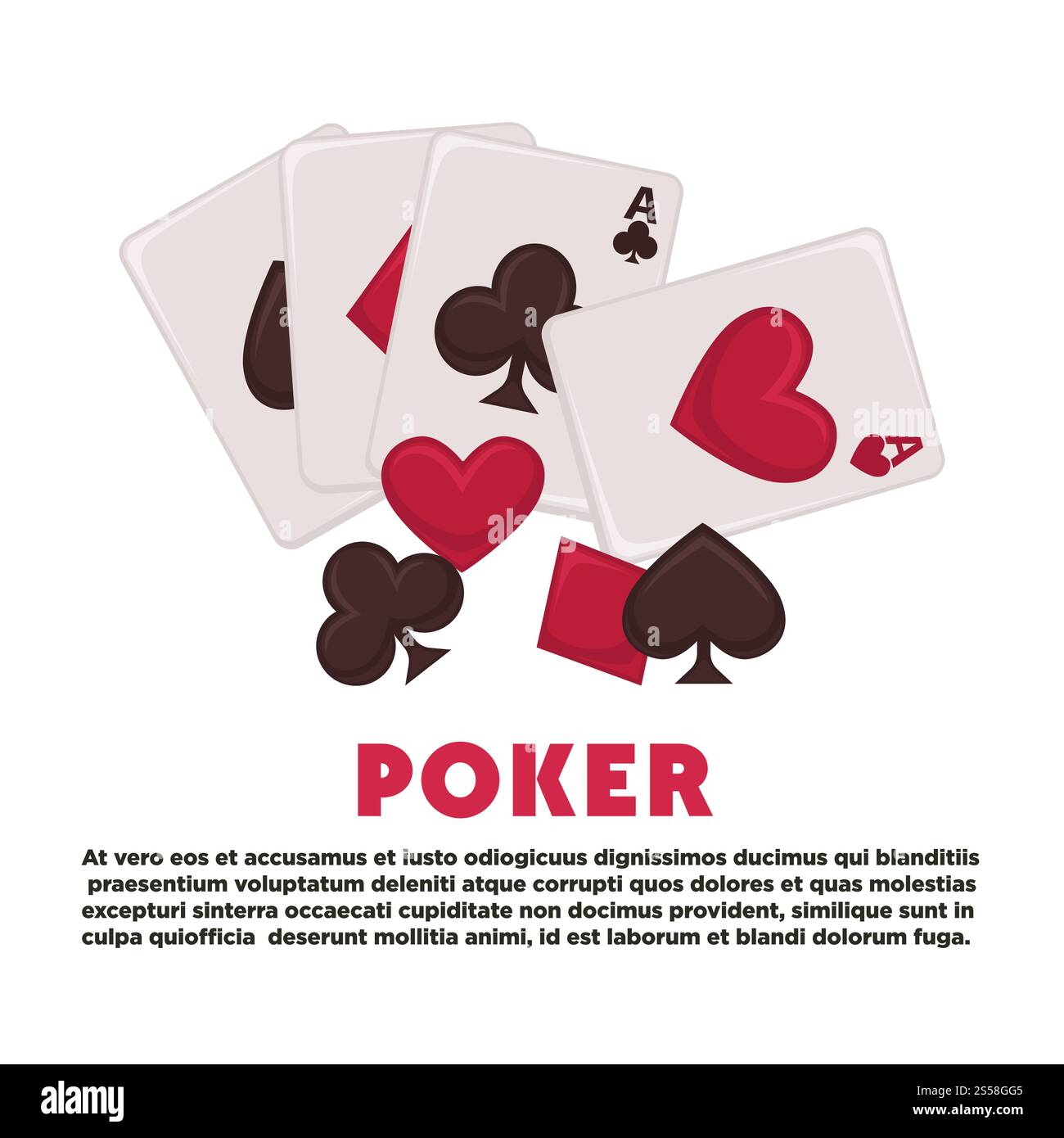 Poker promotional banner with play cards of all suits and sample text ...
