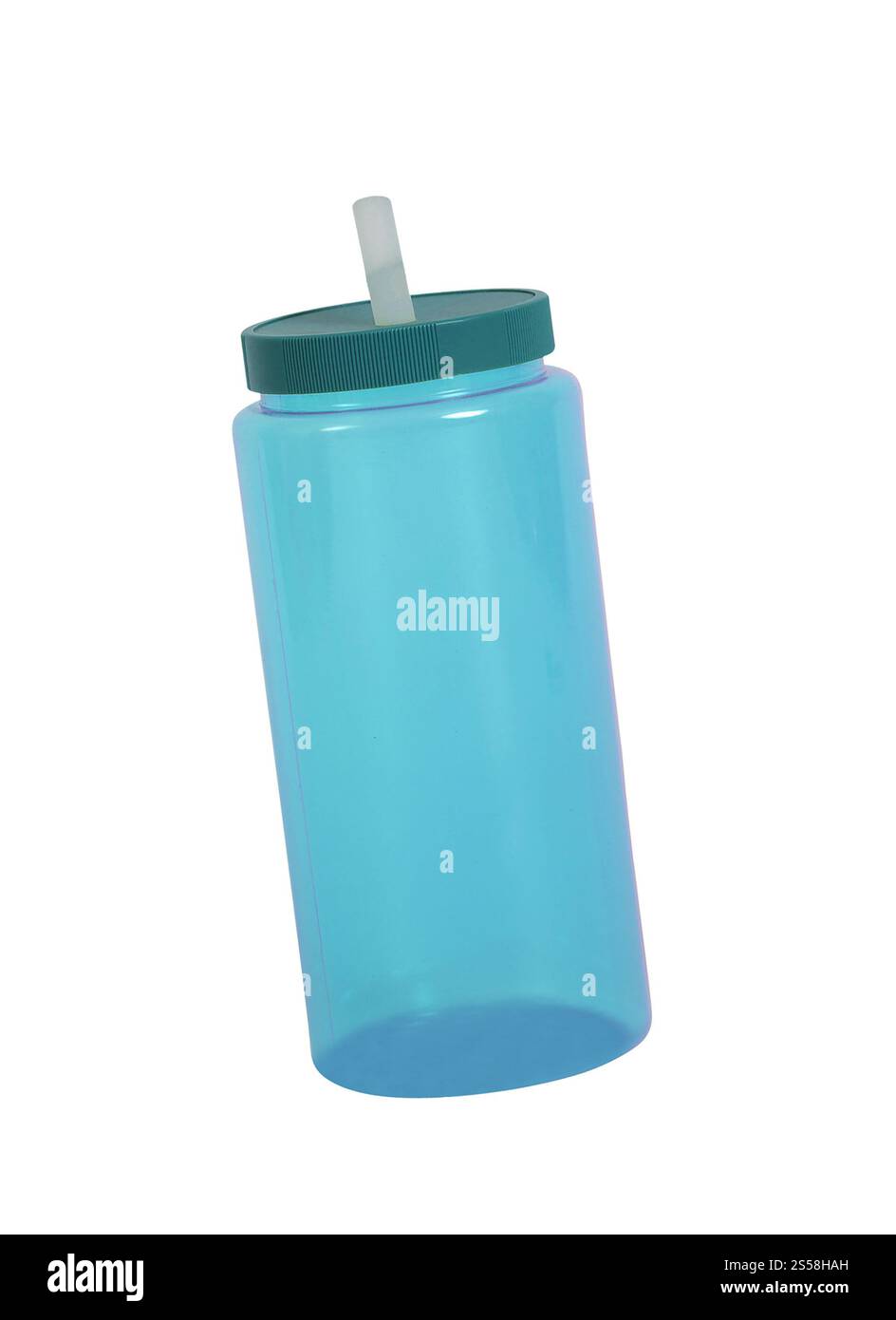 used blue plastic flask on white background. used blue plastic flask on ...